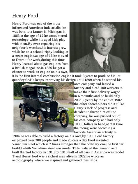 Henry Ford Timeline Printable