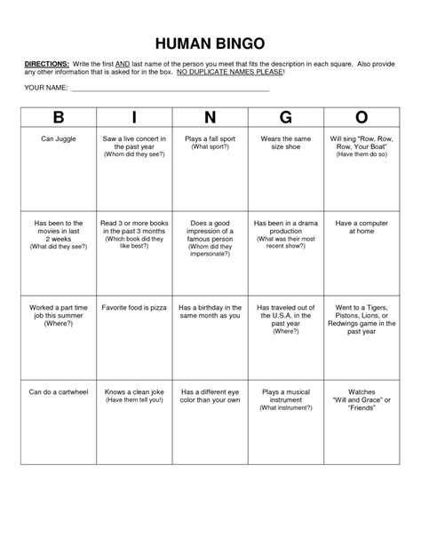 Filipino Human Bingo Card Worksheets Library