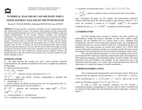 Pdf Numerical Analysis Of Cascade Flow Part I Finite Element Analysis Of The Inviscid Flow