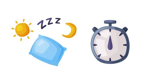 Sleep And Rest Mode Pillow And Stopwatch Illustration 73588717 Vector