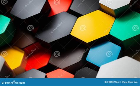 3d Hexagonal Coloured Blocks Design Pattern Wallpaper Stock