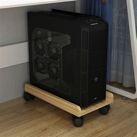 Host Computer Bottom Bracket Simple White Rack Freight Support Base Tray Movable Pulley Chassis