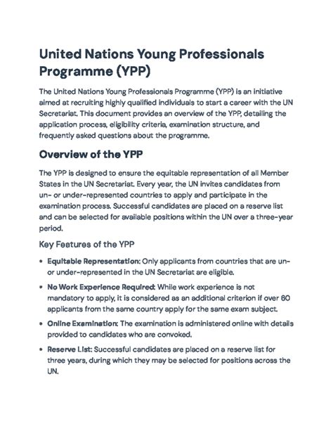 Un Young Professionals Programme Ypp Overview And Application Guide