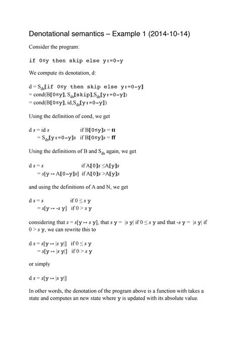 Examples Of Denotational Semantics Denotational Semantics Example