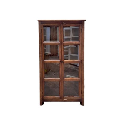 Tall Wood Cabinet Glass Doors Black Barn Mercantile