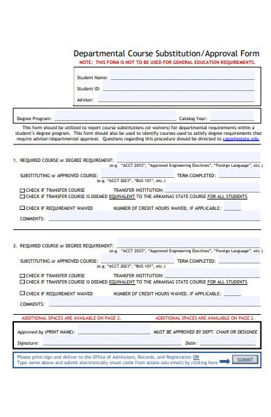 Free 33 Course Substitution Forms In Pdf Ms Word Doc
