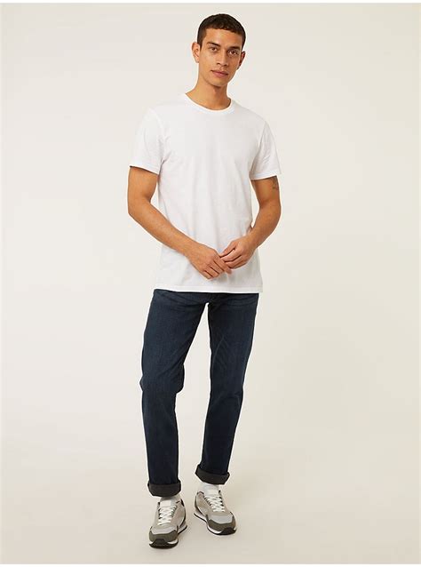Dark Ink Wash Straight Fit Jeans With Stretch Men George At Asda