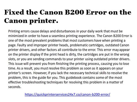 Ppt Fixed The Canon B200 Error On The Canon Printer 1 800 319 5804