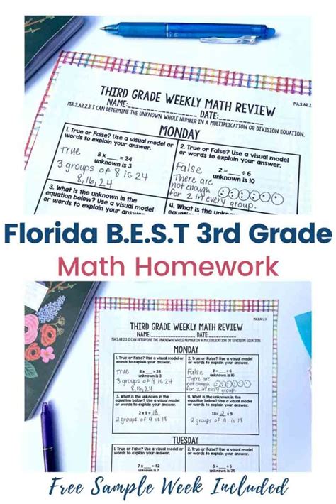 Florida Best Math Homework For 3rd Grade Teaching At The Oaks