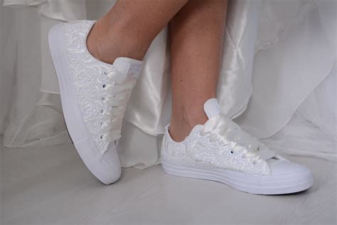 Luxury Ivory Wedding Converse Lace Low Top Custom Converse Etsy