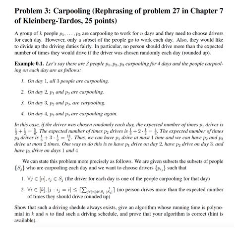 Problem Carpooling Rephrasing Of Problem In Chegg