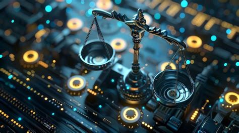 A Futuristic Balance Scale On A Glowing Circuit Board Symbolizing The