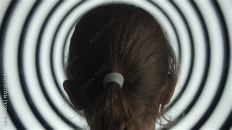 Girl Watching Hypnotic Spiral On Tv Screen Influence Of Media On