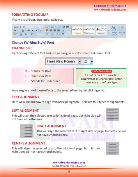 Class 6 Computer Science Chapter 3 Ms Word