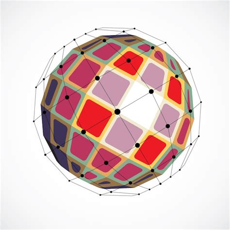 검은색 선과 점이 연결된 추상 벡터 낮은 폴리 개체입니다 겹치는 선 메쉬와 사각형이 있는 다채로운 3d 미래 지구 프리미엄 벡터
