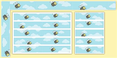 Editable Bee Themed Display Borders Professor Feito