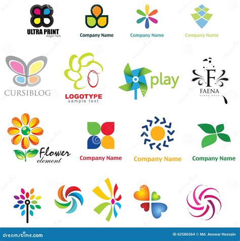 Flowar Logo Set Stock Vector Illustration Of Base Butterfly 62586564