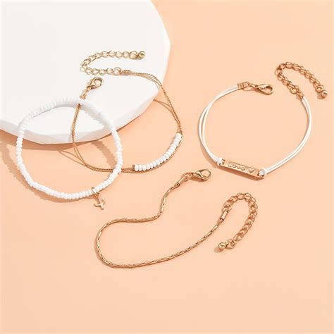 Simple Thin Bracelets Alloy 14k Plated Love Letter Cactus Temu United Kingdom
