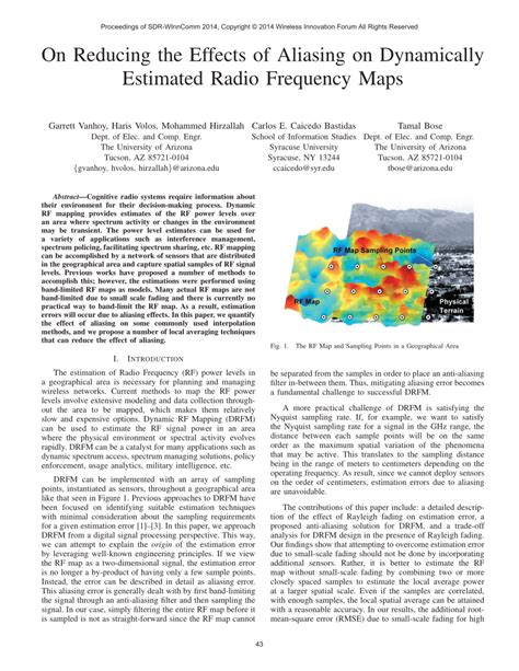 Pdf On Reducing The Effects Of Aliasing On Dynamically Estimated Radio Frequency Maps