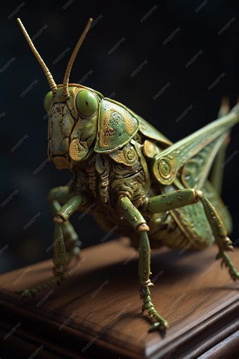 Premium Ai Image A 3d Rendering Of A Grasshopper With A Dark Background