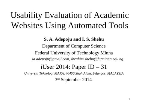 Pdf Usability Evaluation Of Academic Websites Using Automated Tools