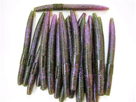 100 Pk 4 Senko Style Watermelon Purple Flake Swirl Soft Plastic