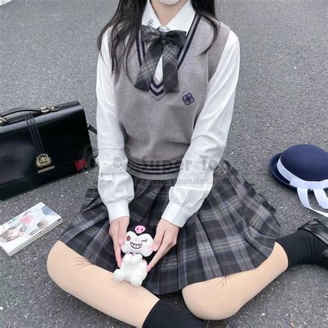 여성용 Jk 유니폼 조끼 얇은 봄 가을 유니폼 오리지널 일본 학생 니트 질렛 조끼 짧은 민소매 스웨터교복 Aliexpress