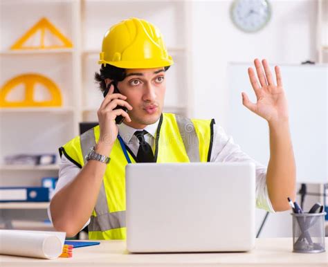 Male Construction Engineer Working In The Office Stock Image Image Of