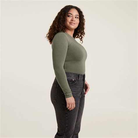 Cotton Crewneck Bodysuit Dark Olive Nuuds