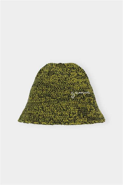 Ganni Crochet Bucket Hat Green Garmentory