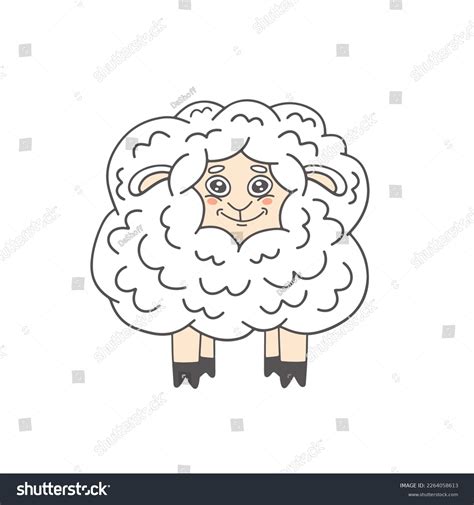 Cute Sheep Cartoon Isolated On Awhite Stock Vector Royalty Free