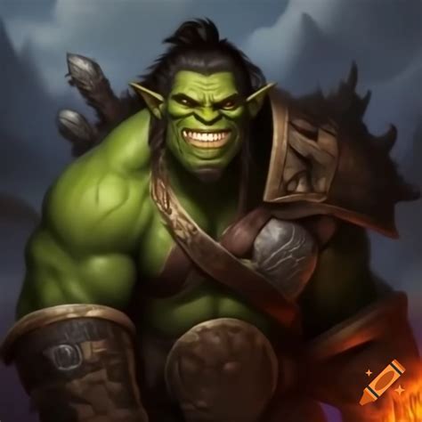 Axe Wielding Orc Warrior In Battle Stance On Craiyon