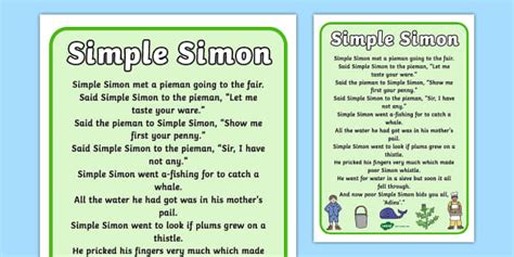 Simple Simon Poster Pieman Nursery Rhyme Twinkl Twinkl