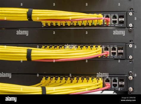 Selective Focus On Neat And Tidy Patched Network Cables Rj45