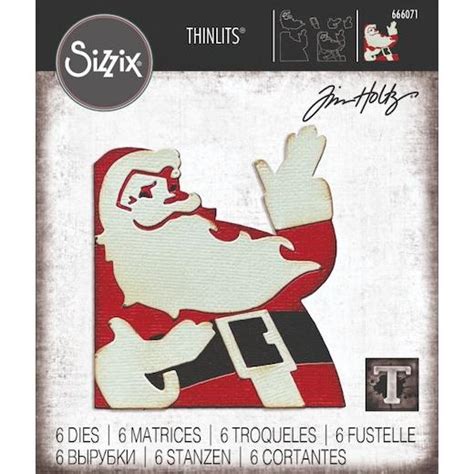 Sizzix Thinlits Die Set 6pcs Retro Santa By Tim Holtz 666071 Buddly Crafts