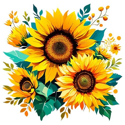 Premium Vector Vectorized Sunflower Bloom On White Background