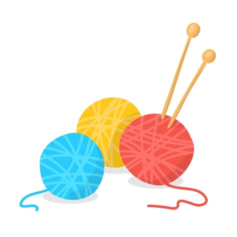 Premium Vector Balls Of Wool For Knitting And Knitting Needles