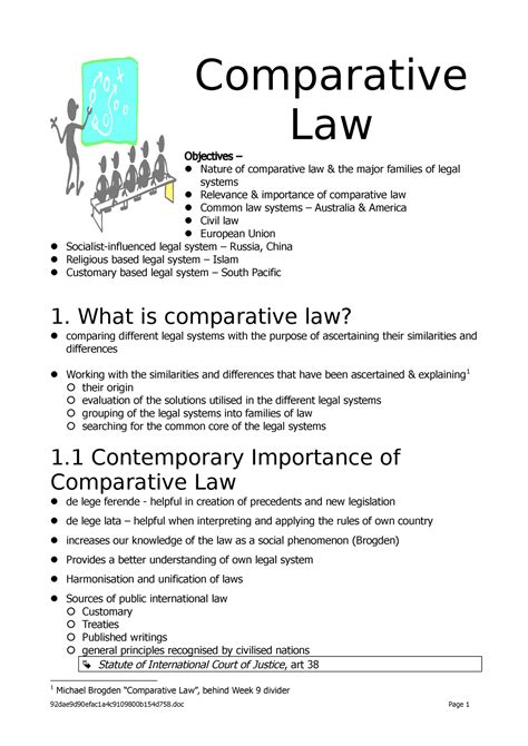 Comparative Law Notes Comparative Law Objectives Nature Of