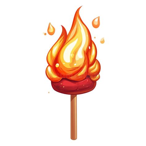 Flaming Candy On A Stick A Sweet Fiery Treat Stock Illustration Illustration Of Yellow