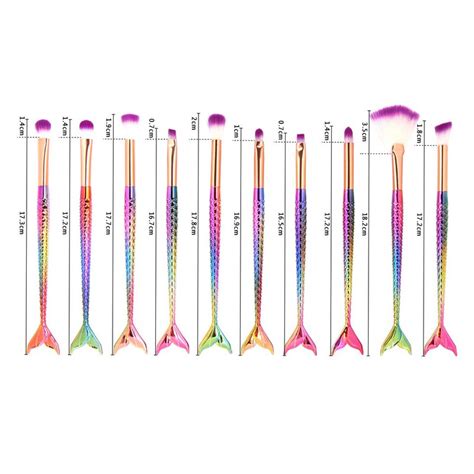 قیمت و خرید ست برس آرایشی مدل پری دریایی مجموعه 10 عددی به همراه استند لوازم آرایشی