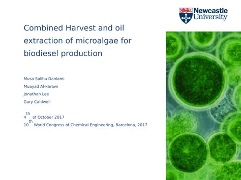 Pdf Combined Harvest And Oil Extraction Of Microalgae For Biodiesel