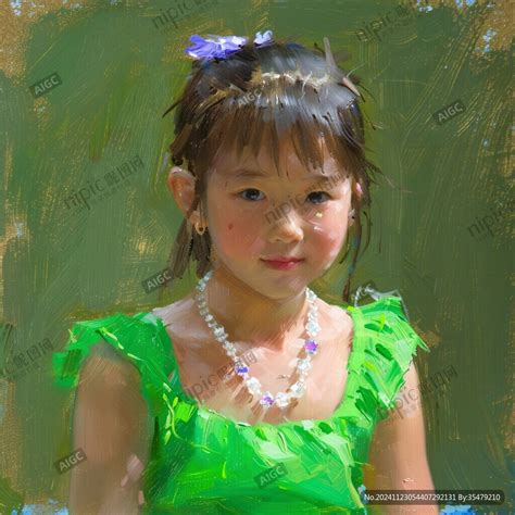 Ai创作图儿童厚涂油画肌理 油画小孩 丙烯肖像画 童画美女 油画少女 厚涂头像 油画女孩 丙烯画人物 女孩油画 写实人物绘画 布面油画肖像