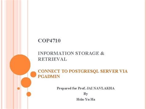 Cop Information Storage Retrieval Connect To Postgresql