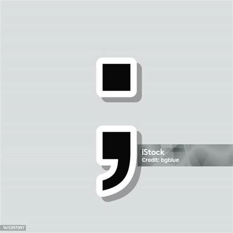 Symbole De Pointvirgule Autocollant Dicône Sur Fond Gris Vecteurs