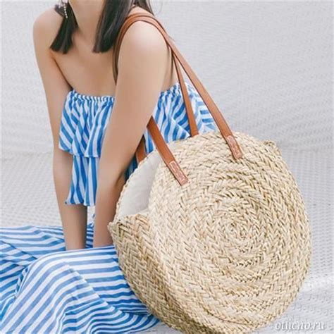 Плетеная круглая сумка | Round straw bag, Woven beach bags, Straw bag