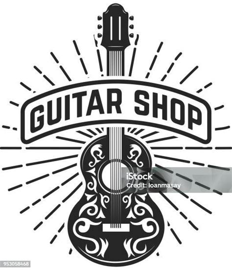기타가 게 로큰롤 레이블 상징 기호에 대 한 디자인 요소입니다 기타 현악기에 대한 스톡 벡터 아트 및 기타 이미지 기타 현악기 벡터 그런지 이미지 기법 Istock