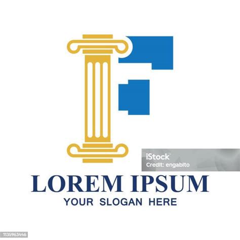 당신의 슬로건 태그 라인 벡터 일러스트 레이 션을 위한 F 알파벳 및 텍스트 공간을 가진 법률 회사 아이콘 법에 대한 스톡 벡터 아트 및 기타 이미지 Istock