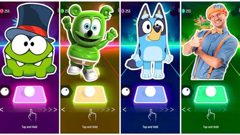 Om Nom 🆚 Gummy Bear 🆚 Bluey Bingo 🆚 Cocomelon 🎶 Tiles Hop Edm Rush