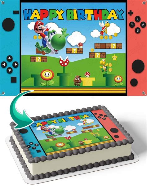 Cakecery Cakecery Mario Luigi Nintendo Switch Edible Cake Image Topper