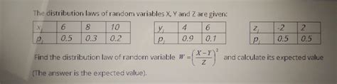 Solved The Distribution Laws Of R Andom Variables X Y And Chegg